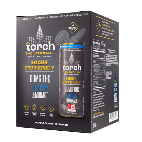 Blue Razz Lemonade High Potency 60mg THC Seltzer (4 pack) - Torch ...